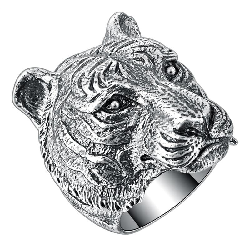 925 Sterling Silver Vintage Gothic Tiger Ring for Men – Innovato Store