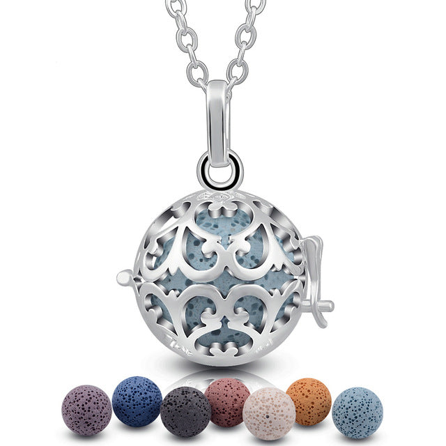 Teardrop Paisley Design Essential Oil Diffuser Ball Shape Locket Neckl ...